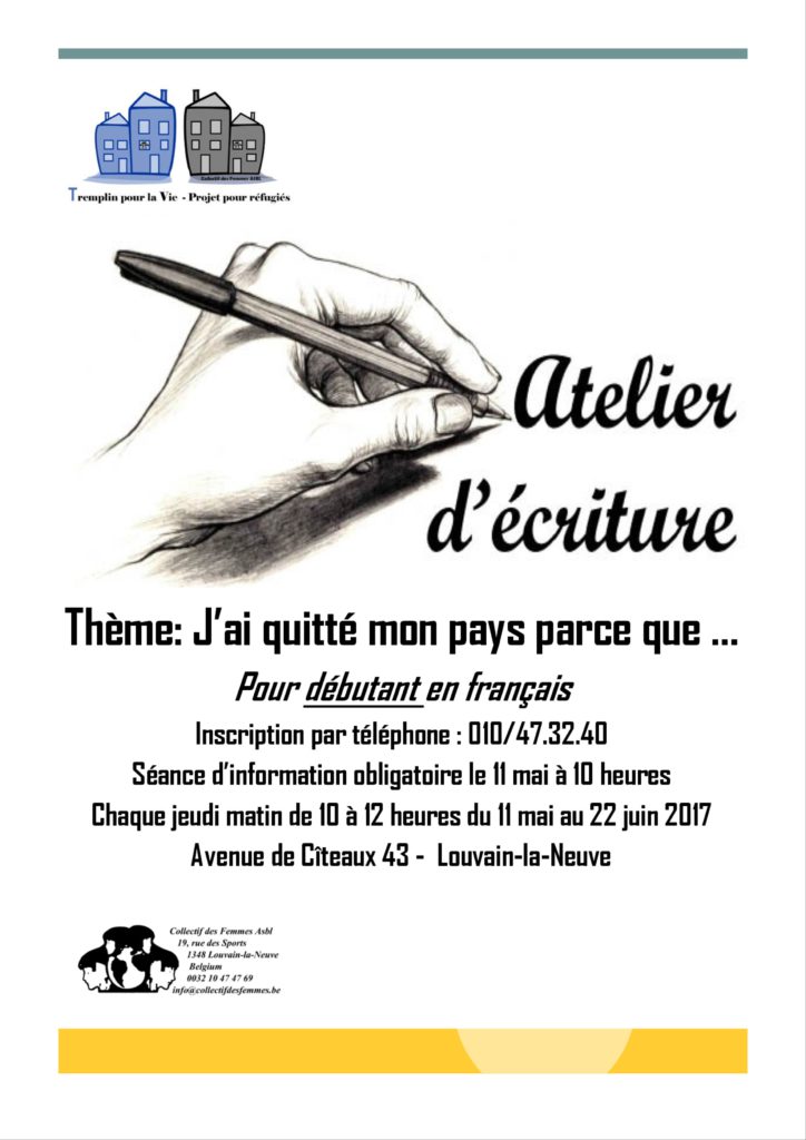 atelier d ecriture | Centre Régional d'Intégration du Brabant wallon
